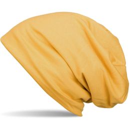 Beanie styleBREAKER "Unifarbene Beanie M&uuml;tze mit Fleece", Herren, gelb (senf), 50% Viskose CV. 50% Polyester PES., Modisch, M&uuml;tzen Beanie