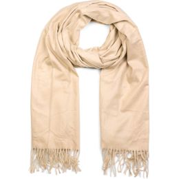 Schal styleBREAKER "Weicher Schal Uni mit Fransen", Damen, beige, Obermaterial: 100% Viskose CV., Modisch, Modet&uuml;cher Schal