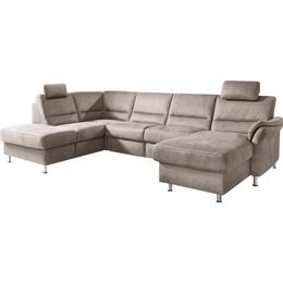 Wohnlandschaft DIE PLANBAR "ZE-EM16033 U-Form, Breite 316 cm", deluxe alu, B:316cm T:203cm, 100% Polyester, Sofas, Wohnlandschaft, wahlweise mit Kopfst&uuml;tzen und echt bezogenem R&uuml;cken