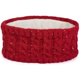 Stirnband styleBREAKER "Strick Stirnband Zopfmuster Pailletten", Damen, rot, Obermaterial: 100% Viskose CV., Modisch, M&uuml;tzen Stirnband