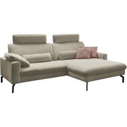 Ecksofa DIE PLANBAR "ZE-EM20028 L-Form, Breite 248 cm", beige (feincord stone), B:248cm T:179cm, 95% Polyester;5% Nylon, Sofas, Ecksofa, wahlweise mit Kopfst&uuml;tzen und Sitztiefenverstellung