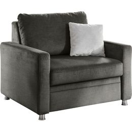 Schlafsofa DIE PLANBAR "MP-PD19021", grau (anthrazit), B:106cm H:90cm T:100cm, 100% Polyester, Sofas, Schlafsofa, mit L&auml;ngsschl&auml;ferfunktion 80x210 cm
