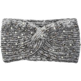 Stirnband styleBREAKER "Strick Stirnband Perlen Metallic Faden und Knoten Detail", Damen, wei&szlig; (wei&szlig;, schwarz), Obermaterial: 100% Polyacryl PAN., Modisch, M&uuml;tzen Stirnband