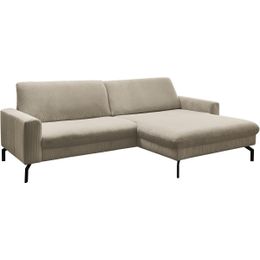 Ecksofa DIE PLANBAR "ZE-EM20028 L-Form, Breite 248 cm", beige (feincord stone), B:248cm T:179cm, 95% Polyester;5% Nylon, Sofas, Ecksofa, wahlweise mit Kopfst&uuml;tzen und Sitztiefenverstellung