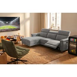 Ecksofa OTTO HOME "LUND Cord, L-Form, 261 cm, man. o. elektr. Relaxfunktion (mit USB-A)", grau, B:261cm H:97cm T:179cm, 100% Polyester, Sofas, Ecksofa, USB-C bei elektrischer Variante und Kopfteilverstellung