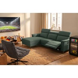 Ecksofa OTTO HOME "LUND, L-Form, 261cm, man. o. elektr. Relaxfunktion (mit USB-A)", gr&uuml;n (dunkelgr&uuml;n), B:261cm H:97cm T:179cm, Webstoff 100% Polyester, Sofas, Ecksofa, und Kopfteilverstellung