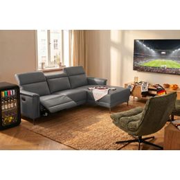 Ecksofa OTTO HOME "LUND, L-Form, 261cm, man. o. elektr. Relaxfunktion (mit USB-A)", grau, B:261cm H:97cm T:179cm, Kunstleder 100% Polyurethan, Sofas, Ecksofa, und Kopfteilverstellung