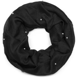 Loop styleBREAKER "Loop Schal mit Perlen Applikation", Damen, schwarz, Obermaterial: 50% Viskose CV. 50% Baumwolle CO., Modisch, Modet&uuml;cher Loop
