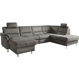 Wohnlandschaft DIE PLANBAR "ZE-EM16033 U-Form, Breite 316 cm", deluxe anthrazit, B:316cm T:203cm, 100% Polyester, Sofas, Wohnlandschaft, wahlweise mit Kopfst&uuml;tzen und echt bezogenem R&uuml;cken