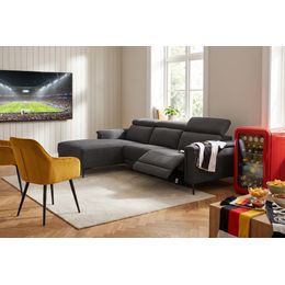 Ecksofa OTTO HOME "LUND, L-Form, 261cm, man. o. elektr. Relaxfunktion (mit USB-A)", grau (anthrazit), B:261cm H:97cm T:179cm, Webstoff 100% Polyester, Sofas, Ecksofa, und Kopfteilverstellung