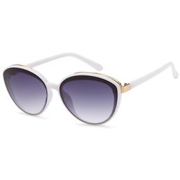 Sonnenbrille styleBREAKER "Ovale Sonnenbrille - filigraner Kunststoff Rahmen", Damen, grau (gestell wei&szlig;, glas grau verlauf), Modisch, Sonnenbrillen Sonnenbrille