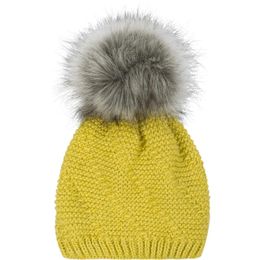 Bommelm&uuml;tze styleBREAKER "Einfarbige Strick Bommelm&uuml;tze mit Thermo-Fleece", Damen, gr&uuml;n (lindgr&uuml;n), 75% Polyacryl PAN. 15% Polyamid PA. 10% Wolle WO., Modisch, M&uuml;tzen
