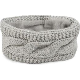 Stirnband styleBREAKER "Grobstrick Stirnband mit Pailletten", Damen, grau (hellgrau), Obermaterial: 100% Viskose CV., Modisch, M&uuml;tzen Stirnband