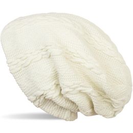 Strickm&uuml;tze styleBREAKER "Feinstrick Beanie mit Zopfmuster und Fleece", Damen, wei&szlig; (creme, beige), 50% Viskose CV. 50% Polyester PES., Modisch, M&uuml;tzen Strickm&uuml;tze