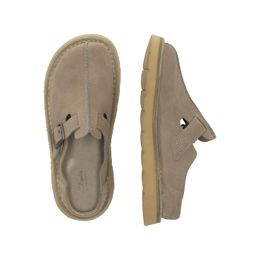 Pantolette Clarks "Solsbury", Herren, Gr. 46, grau, Kalbsleder, Schuhe Pantolette, mit superweichem Fu&szlig;bett