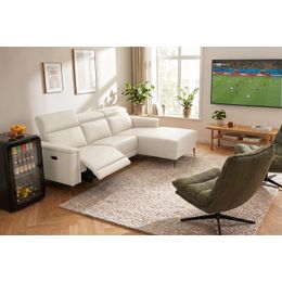 Ecksofa OTTO HOME "LUND, L-Form, 261cm, man. o. elektr. Relaxfunktion (mit USB-A)", beige (creme), B:261cm H:97cm T:179cm, Kunstleder 100% Polyurethan, Sofas, Ecksofa, und Kopfteilverstellung