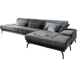 Ecksofa DIE PLANBAR "MP-IN20126 L-Form mit Federkern-Polsterung", grau (anthrazit), B:328cm H:82cm T:190cm, 100% Polyester, Sofas, Ecksofa, mit Kopfteilverstellung, optional Sitztiefen- & Armteilverstellung