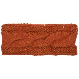 Stirnband styleBREAKER "Grobstrick Stirnband mit Pailletten", Damen, braun (cognac), Obermaterial: 100% Viskose CV., Modisch, M&uuml;tzen Stirnband