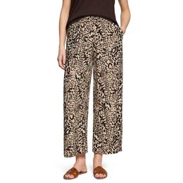 Stoffhose Zero "Damen mit Leoprint", Damen, Gr. 34, Normalgr&ouml;&szlig;en, beige, braun, Strick, Obermaterial: 100% Viskose, bedruckt, figurbetont 7/8-L&auml;nge, Hosen Stoffhose, Plain/ ohne Details
