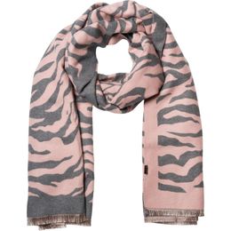 Schal styleBREAKER "Schal mit Zebra Muster", Damen, rosa (rose, grau), Obermaterial: 80% Viskose CV. 20% Baumwolle CO., Modisch, Modet&uuml;cher Schal