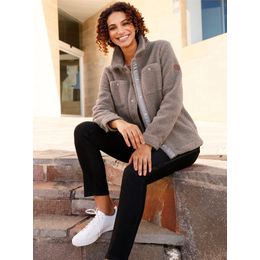Langjacke Casual Looks, Damen, Gr. 46, grau (taupe), 100% Polyester, unifarben, Jacken Langjacke