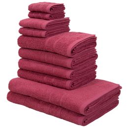 Handtuch Set OTTO HOME "Inga, Duscht&uuml;cher, Handt&uuml;cher, G&auml;stet&uuml;cher, Seift&uuml;cher", lila (beere), Standard (420g/m&sup2;), Walkfrottier, Walkfrottier, Obermaterial: 100% Baumwolle, Handtuch-Sets, Handt&uuml;cher mit feiner Bord&uuml;re, 100% Baumwolle, einfarbig, weich