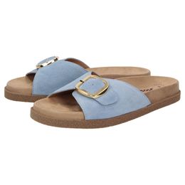 Pantolette Sioux "Yumidera-700", Damen, Gr. 37 (UK 4), blau (hellblau), Obermaterial: 100% Kalbsveloursleder CAVL. 100% Gummi rubber., Schuhe Pantolette