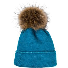 Bommelm&uuml;tze styleBREAKER "Strick Bommelm&uuml;tze Einfarbig Pailletten", Damen, blau (petrol), Modisch, M&uuml;tzen