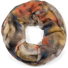 Loop styleBREAKER "Loop Schal mit buntem Pinselstrich Muster", Damen, orange (orange, beige, braun), Obermaterial: 80% Viskose CV. 20% Baumwolle CO., Modisch, Modet&uuml;cher Loop