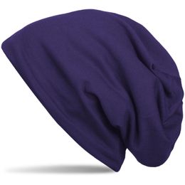 Beanie styleBREAKER "Unifarbene Beanie M&uuml;tze mit Fleece", Herren, lila, 50% Viskose CV. 50% Polyester PES., Modisch, M&uuml;tzen Beanie