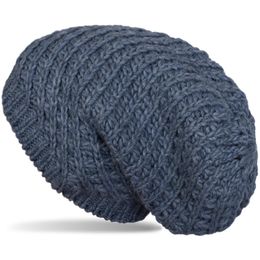 Strickm&uuml;tze styleBREAKER "Grobstrick Beanie M&uuml;tze", Damen, blau, Obermaterial: 10% Viskose CV. 80% Polyacryl PAN. 10% Wolle WO., Modisch, M&uuml;tzen Strickm&uuml;tze