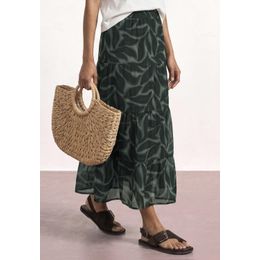 Maxirock Street One, Damen, Gr. 38, gr&uuml;n (deep bound gr&uuml;n), Web, Obermaterial: 100% Polyester, bedruckt, gebl&uuml;mt, normal lang, R&ouml;cke Maxirock, Sommer aus Chiffon mit Print/Weich fallende Volants
