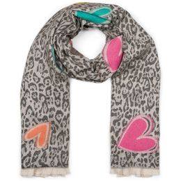 XXL-Schal styleBREAKER "Schal mit Leoparden Herz Muster", Damen, schwarz, Obermaterial: 100% Viskose CV., Modisch, Modet&uuml;cher