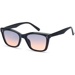 Wayfarer styleBREAKER "Nerd Sonnenbrille Flachgl&auml;ser", Damen, bunt (gestell schwarz, glas grau, apricot verlauf), Modisch, Sonnenbrillen