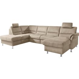 Wohnlandschaft DIE PLANBAR "ZE-EM16033 U-Form, Breite 316 cm", deluxe mandel, B:316cm T:203cm, 100% Polyester, Sofas, Wohnlandschaft, wahlweise mit Kopfst&uuml;tzen und echt bezogenem R&uuml;cken