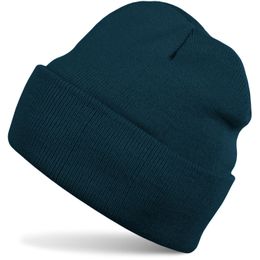 Strickm&uuml;tze styleBREAKER "Winter Strickm&uuml;tze mit Krempe", Damen, blau (petrol, blau), Obermaterial: 100% Polyacryl PAN., Modisch, M&uuml;tzen Strickm&uuml;tze