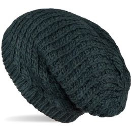 Strickm&uuml;tze styleBREAKER "Grobstrick Beanie M&uuml;tze", Damen, gr&uuml;n (dunkelgr&uuml;n), Obermaterial: 10% Viskose CV. 80% Polyacryl PAN. 10% Wolle WO., Modisch, M&uuml;tzen Strickm&uuml;tze