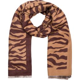 Schal styleBREAKER "Schal mit Zebra Muster", Damen, braun (braun, dunkelbraun), Obermaterial: 80% Viskose CV. 20% Baumwolle CO., Modisch, Modet&uuml;cher Schal