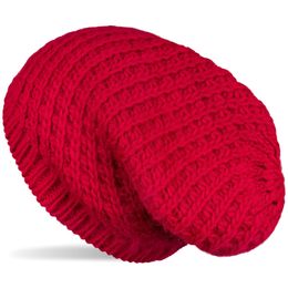 Strickm&uuml;tze styleBREAKER "Grobstrick Beanie M&uuml;tze", Damen, rot, Obermaterial: 10% Viskose CV. 80% Polyacryl PAN. 10% Wolle WO., Modisch, M&uuml;tzen Strickm&uuml;tze