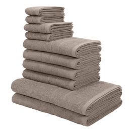 Handtuch Set OTTO HOME "Inga, Duscht&uuml;cher, Handt&uuml;cher, G&auml;stet&uuml;cher, Seift&uuml;cher", grau (taupe), Standard (420g/m&sup2;), Walkfrottier, Walkfrottier, Obermaterial: 100% Baumwolle, Handtuch-Sets, Handt&uuml;cher mit feiner Bord&uuml;re, 100% Baumwolle, einfarbig, weich