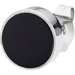 Single-Ohrstecker HECHTER PARIS "Schmuck Geschenk Edelstahl Ohrring", schwarz (edelstahlfarben, schwarz, schwarz), Ohrringe, Herren, 10mm, Edelstahl, mit Farbstein-Imitat