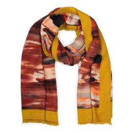 Schal styleBREAKER "Plissierter Schal mit Pinselstrich Muster", Damen, gelb (curry, bordeaux, beige), Obermaterial: 100% Polyester PES., Modisch, Modet&uuml;cher Schal