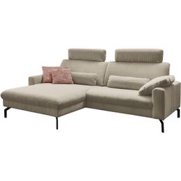 Ecksofa DIE PLANBAR "ZE-EM20028 L-Form, Breite 248 cm", beige (feincord stone), B:248cm T:179cm, 95% Polyester;5% Nylon, Sofas, Ecksofa, wahlweise mit Kopfst&uuml;tzen und Sitztiefenverstellung