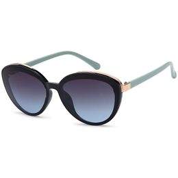 Sonnenbrille styleBREAKER "Ovale Sonnenbrille - filigraner Kunststoff Rahmen", Damen, bunt (gestell schwarz, hellblau, glas grau verlauf), Modisch, Sonnenbrillen Sonnenbrille