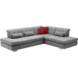Ecksofa DIE PLANBAR "MP-IN17004 L-Form, Breite 323 cm, wahlweise weitere Funktionen", silber, B:323cm H:84cm T:124cm, 100% Polyester, Sofas, Ecksofa, Federkern-Polsterung, inkl. Sitztiefenverstellung