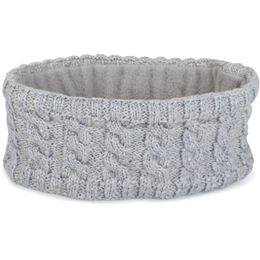 Stirnband styleBREAKER "Strick Stirnband Zopfmuster Pailletten", Damen, grau (hellgrau), Obermaterial: 100% Viskose CV., Modisch, M&uuml;tzen Stirnband