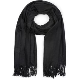 Schal styleBREAKER "Weicher Schal Uni mit Fransen", Damen, schwarz, Obermaterial: 100% Viskose CV., Modisch, Modet&uuml;cher Schal
