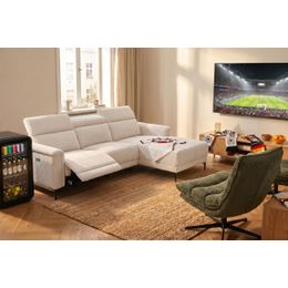 Ecksofa OTTO HOME "LUND Cord, L-Form, 261 cm, man. o. elektr. Relaxfunktion (mit USB-A)", beige (creme), B:261cm H:97cm T:179cm, 100% Polyester, Sofas, Ecksofa, USB-C bei elektrischer Variante und Kopfteilverstellung