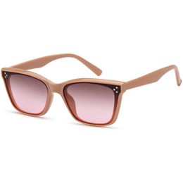 Wayfarer styleBREAKER "Nerd Sonnenbrille Flachgl&auml;ser", Damen, rosa (gestell rose, glas braun, rose verlauf), Modisch, Sonnenbrillen