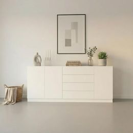 borchardt M&ouml;bel Sideboard BORCHARDT M&Ouml;BEL "Vaasa, Kommode mit 3 T&uuml;ren und 4 Schubk&auml;sten auf Kugelf&uuml;hrungen", wei&szlig; (wei&szlig; matt), B:190cm H:79cm T:35cm, Holzwerkstoff, Sideboards, Sideboard, Sideboard Breite 190 cm, H&ouml;he 79 cm, mit Push-to-open-Funktion